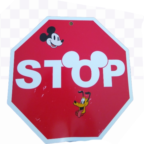 not known | Art | Disney Octogon 8 Sided Stop Sign Mickey Logo Ears Red ...